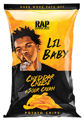 Rap Snacks Chips 24ct Lil Baby Cheddar Cheese and Sour Cream Potato