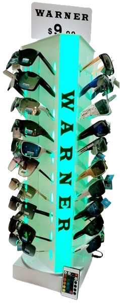 WARNER COUNTER SUNGLASS DISPLAY 013 30CT WITH LED | Indiana Import LLC