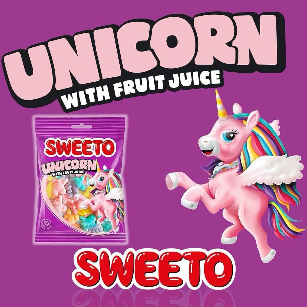 SWEETO GUMMY UNICORN 100G 24CT - Indiana Import LLC
