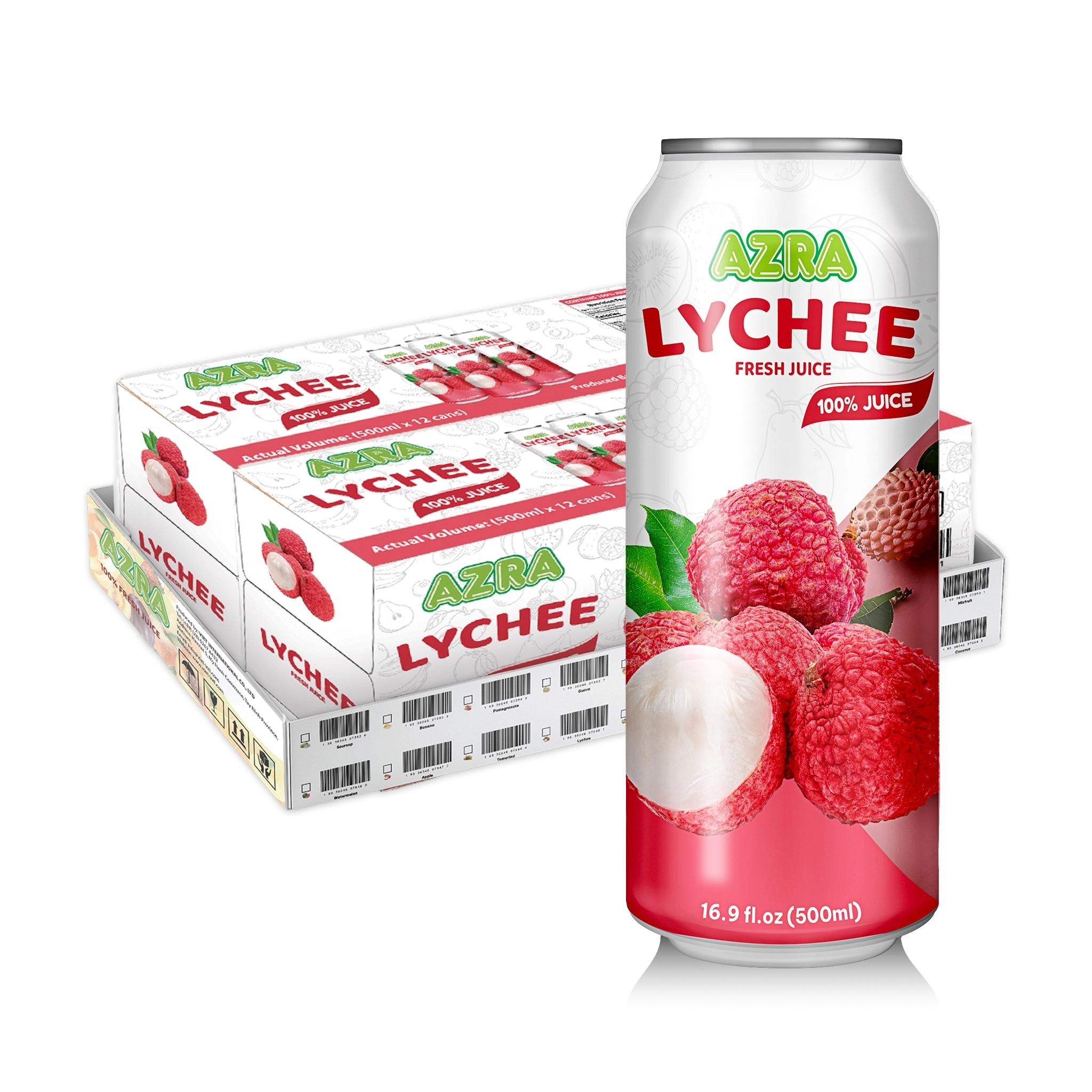 AZRA Lychee Juice – 24 × 500 ml Cans (12 L Total) | Indiana Import LLC