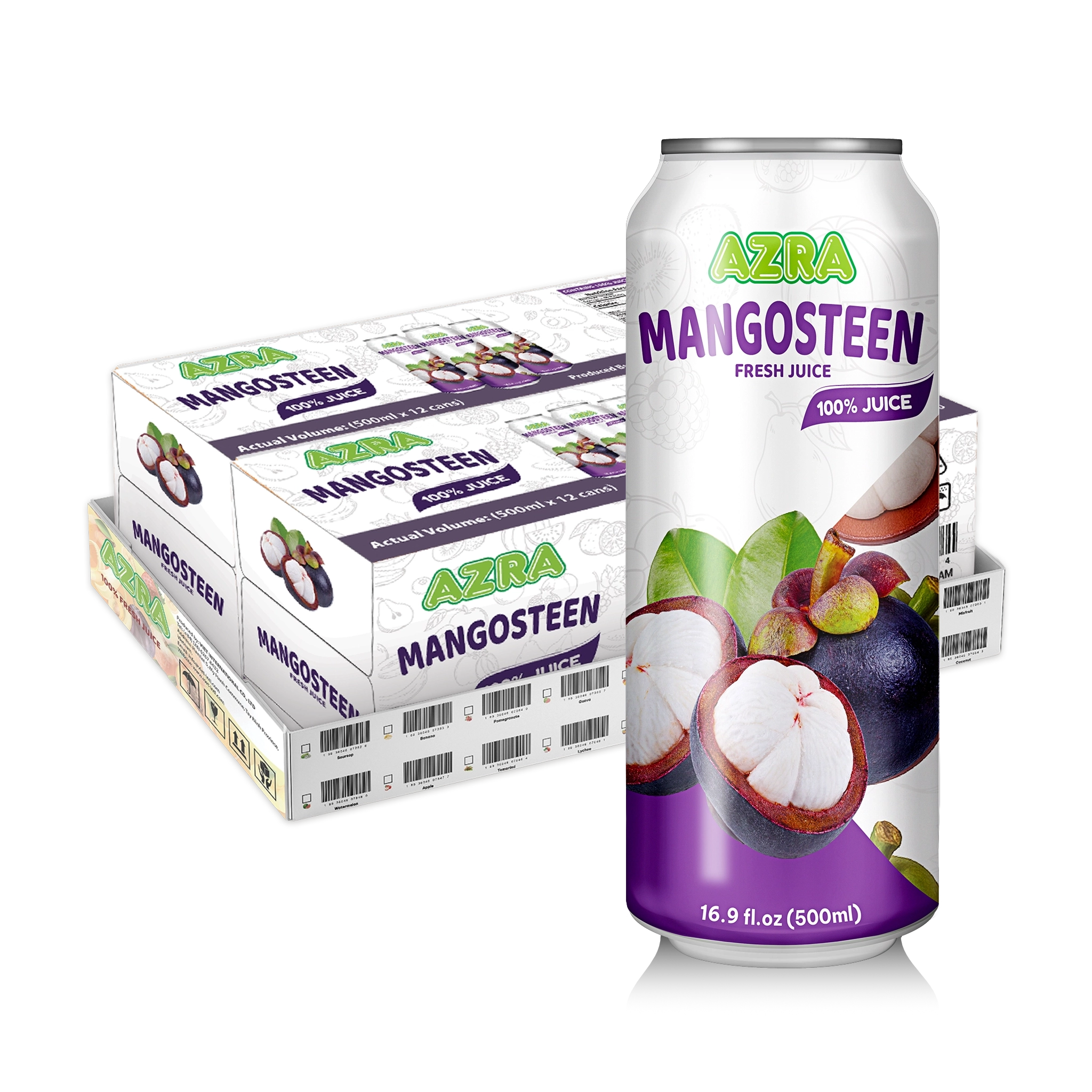 AZRA Mangosteen Juice – 24 × 500 ml Cans (12 L Total) | Indiana Import LLC