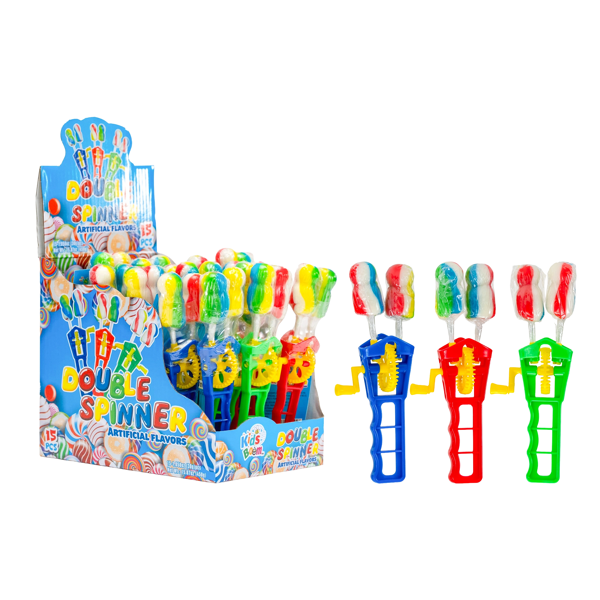 KidsBoom™ Double Spinner - 15 pcs (30g Each) |Fun Play | Indiana Import LLC